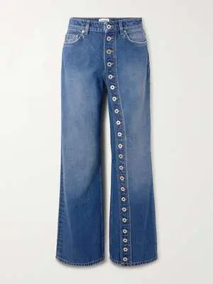 Jean Paul Gaultier Haute Jeanerie Embellished Wide-Leg Jeans - Mid